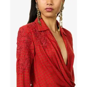 Dries Van Noten Cadea Embellished Wrap Woven Shirt