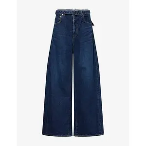 Sacai Wide-leg Pleated Denim Jeans