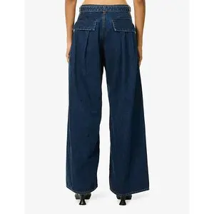 Sacai Wide-leg Pleated Denim Jeans