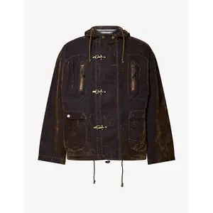 BRAIN DEAD Fireman Hooded Denim Jacket - Brown
