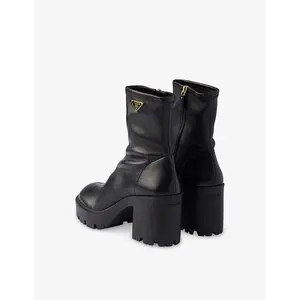 Prada Stretch Nappa Leather Heeled Ankle Boots