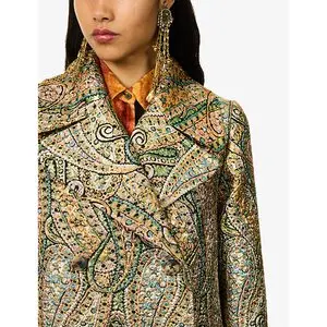 Dries Van Noten Riani Metallic-pattern Woven Coat
