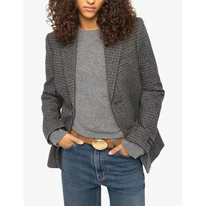 Zadig&Voltaire Vanille Checked Lapel-collar Wool-blend Blazer
