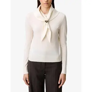 Claudie Pierlot Removable-scarf Wool And Cashmere-blend Jumper