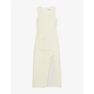 Claudie Pierlot Button-embellished Cut-out Woven Midi Dress