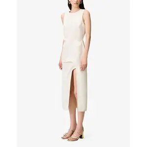 Claudie Pierlot Button-embellished Cut-out Woven Midi Dress