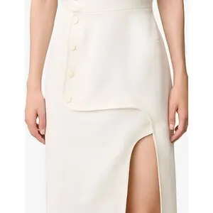 Claudie Pierlot Button-embellished Cut-out Woven Midi Dress