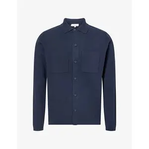 ARNE Knitted Woven Overshirt Xxl - Navy