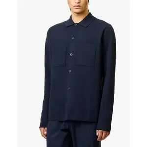 ARNE Knitted Woven Overshirt Xxl - Navy