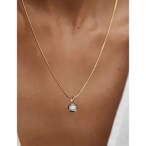 Monica Vinader Oval 18ct Vermeil And Lab-grown Diamond Necklace