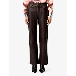 Claudie Pierlot Straight-leg Mid-rise Leather Trousers