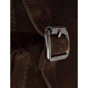 Prada Buckled Suede Mid-calf Boots