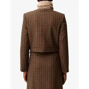 Claudie Pierlot Checked Cropped Wool-blend Jacket