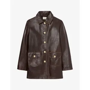 Claudie Pierlot Distressed-effect Relaxed-fit Leather Jacket