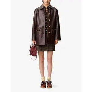 Claudie Pierlot Distressed-effect Relaxed-fit Leather Jacket