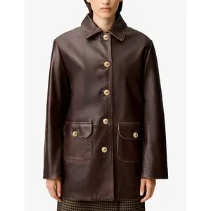 Claudie Pierlot Distressed-effect Relaxed-fit Leather Jacket