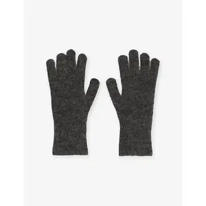 Claudie Pierlot Brushed-texture Wool-blend Gloves - Mottled Grey