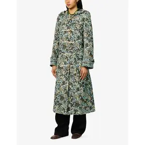 Dries Van Noten Hooded Floral Jacquard Duffle Coat