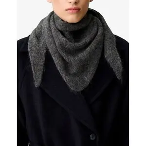 Claudie Pierlot Brushed-texture Wool-blend Scarf - Mottled Grey