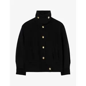 Claudie Pierlot High-neck Relaxed-fit Wool-blend Coat