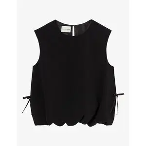 Claudie Pierlot Sleeveless Bow-detail Stretch-satin Blouson Top - Black