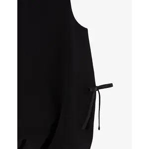 Claudie Pierlot Sleeveless Bow-detail Stretch-satin Blouson Top