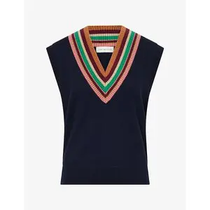 Dries Van Noten V-neck Striped Wool Vest