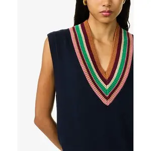 Dries Van Noten V-neck Striped Wool Vest