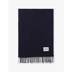 Claudie Pierlot Wide Fringed-trim Wool Scarf - Black