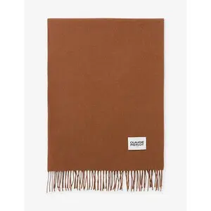 Claudie Pierlot Wide Fringed-trim Wool Scarf - Hazelnut