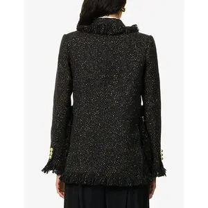 Sacai Double-breasted Tweed Wool-blend Jacket