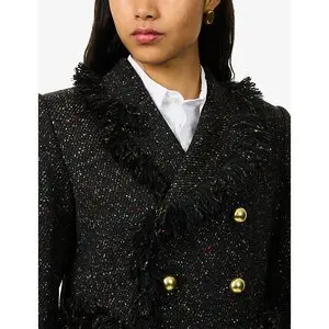 Sacai Double-breasted Tweed Wool-blend Jacket