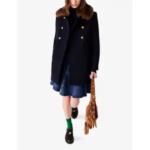 Maje Collared Button-down Wool-blend Coat