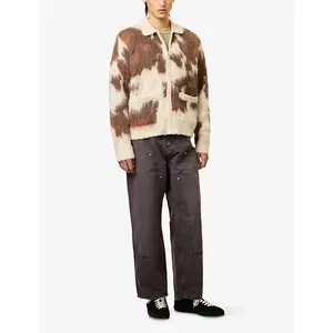 Obey Cow-print Zip-up Knit Cardigan