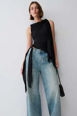 Meshki Amabel Gather Knot Sleeveless Top - Black