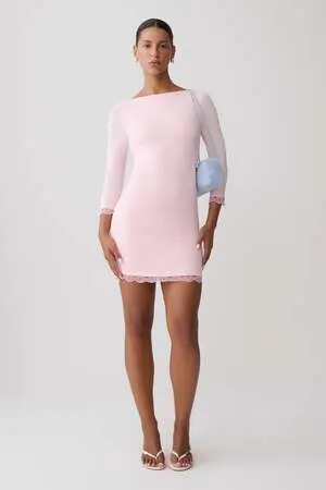 Meshki Althea Lace Trimmed Mini Dress - Pink