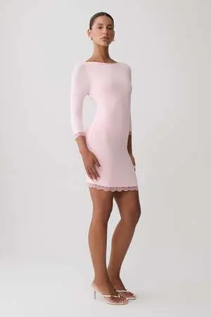 Meshki Althea Lace Trimmed Mini Dress - Pink