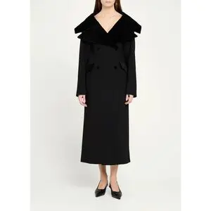 LIBEROWE Wool And Velvet Double-breasted Long Hourglass Coat