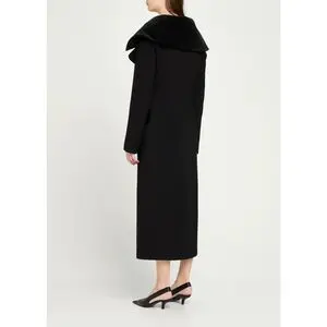 LIBEROWE Wool And Velvet Double-breasted Long Hourglass Coat