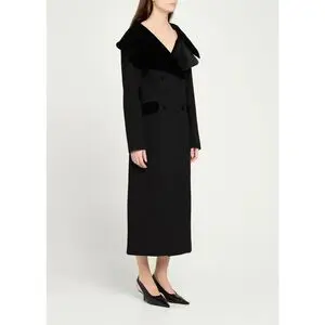 LIBEROWE Wool And Velvet Double-breasted Long Hourglass Coat