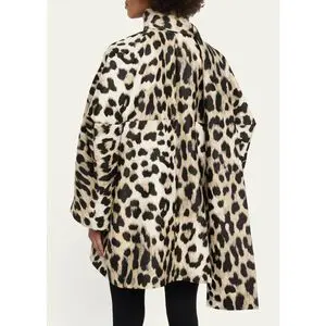 Givenchy Leopard Jacquard Short Cocoon Coat With Scarf