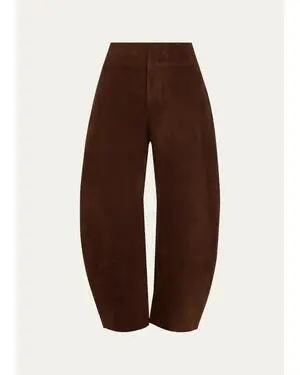AEXAE Suede Barrel-leg Pants