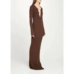 AEXAE Rib-knit Collared Maxi Dress