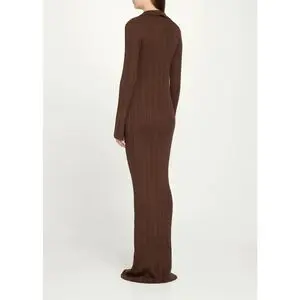 AEXAE Rib-knit Collared Maxi Dress