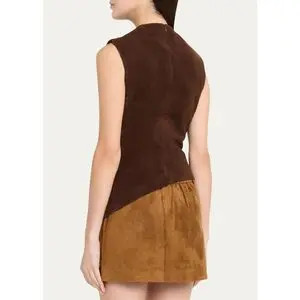 AEXAE Mock-neck Sleeveless Suede Top