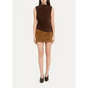 AEXAE Mock-neck Sleeveless Suede Top
