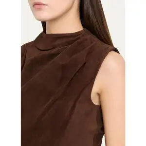 AEXAE Mock-neck Sleeveless Suede Top