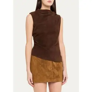 AEXAE Mock-neck Sleeveless Suede Top