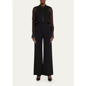 TWP Peyton Sheer Tuxedo Button-front Shirt