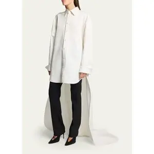Balenciaga Organdi Cotton And Silk Poplin Button-down Train Shirt